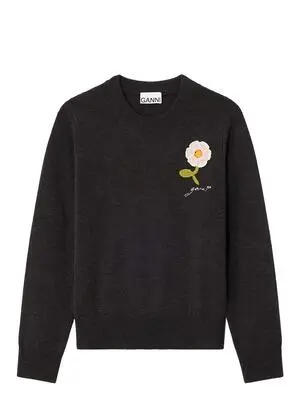 GANNI Sweater With Crochet Flower Detail - Mixed