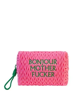 LILLY LOVES Quilted Cosmetic Bag With Embroidered Detail - Pink