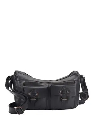 LLOYD BAKER Loulia Washed Leather Crossbody Bag With Multi-compartment Design - Black