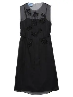 Prada Embroidered Silk Cigaline Dress - Black