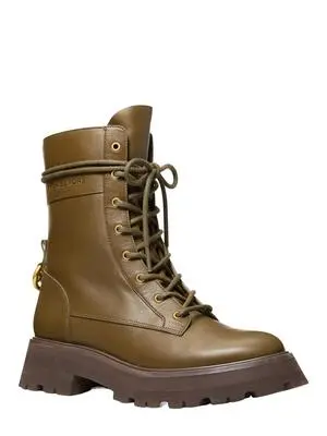 Michael Kors Caleb Leather Combat Boots - Green