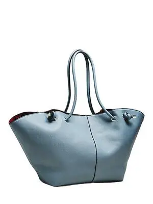 Maeve Pebbled Faux-leather Tote With Knotted Strap Details - Light Blue