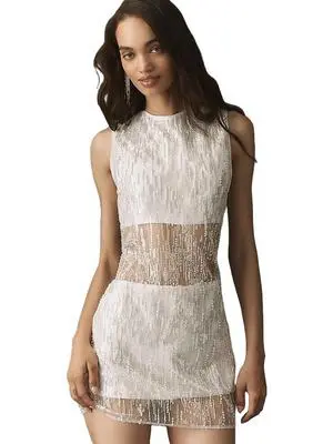 Shona Joy Embellished Sequin Mini Dress - Ivory