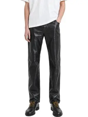 MAISON MARGIELA Leather-effect Straight Leg Trousers - Black