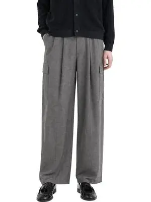 GIORGIO ARMANI Giorgio Armani Wool Cashmere Denim-Effect Wide Leg Cargo Pants