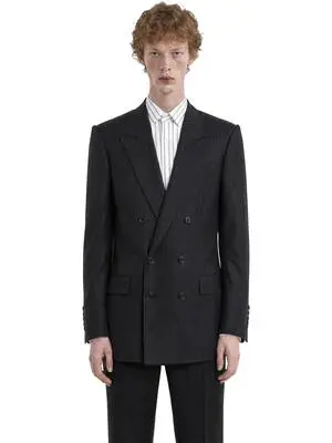 TOM FORD Saxony Herringbone Stripe Jacket - Blue