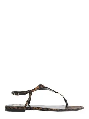 Saint Laurent Cassandra Leopard Print Sandals - Brown