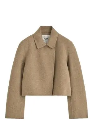 Cos Oversized Cropped Double-faced Wool Jacket - Beige