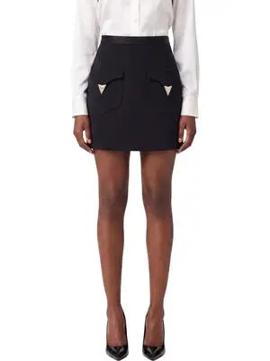 Versace Skirt With Embellished Pockets - Black