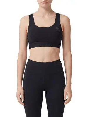 Burberry Cropped Stretch-nylon Sports Top With Ekd Logo - Black