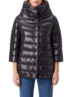 Herno Water-repellent Quilted Puffer Jacket With High Neck - Black