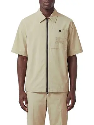 BURBERRY Short-sleeved Nylon Shirt With Zip Closure And Patch Pockets