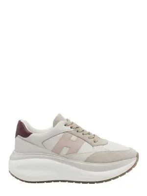 Hogan Platform Sneakers With Logo Detailing - Beige