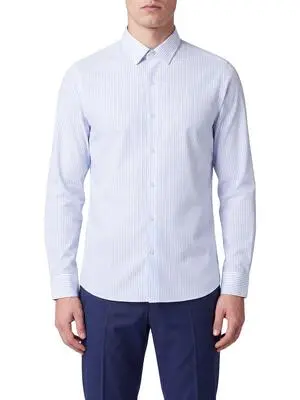 RRD Striped Technical Fabric Shirt With A Slim Fit And Classic Collar - White