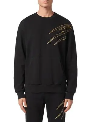 PLEIN SPORT Cotton Crewneck Sweatshirt With Contrast Logo Detailing - Black