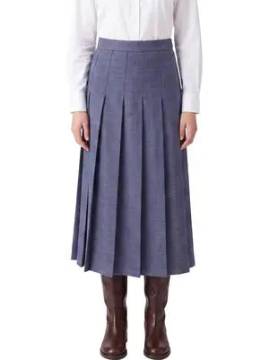 RÓHE High-waisted Pleated Midi Skirt In Wool Blend - Grey 1