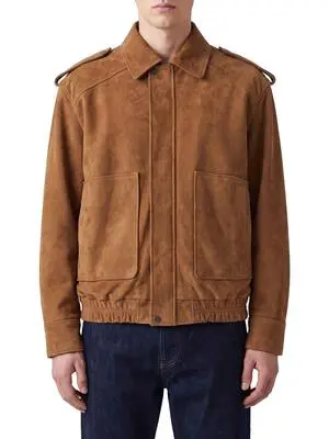 TONYWACK Tonywack Suede Leather Shirt Jacket With Patch Pockets Camel