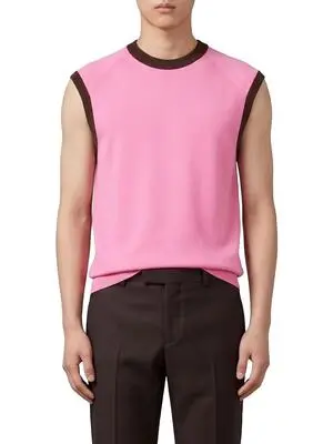 Versace Cotton Tank Top With Contrast Trims And Back Logo - Pink