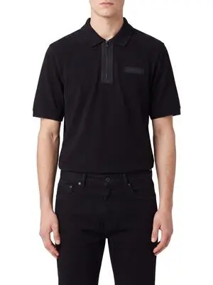 Maison Kitsuné Organic Cotton Half-zip Polo Shirt Black