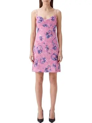 Versace Graphic Print Mini Sheath Dress - Pink