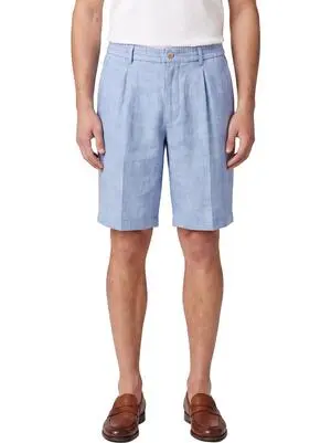 Brunello Cucinelli Linen And Virgin Wool Chino Shorts - Blue