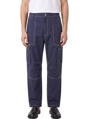 CARRER Tailored Cargo Pants With Contrast Stitching - Navy