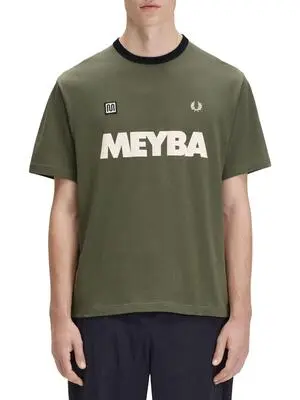 Fred Perry Printed Cotton Crew Neck T-shirt With Contrast Trims And Logo - Green