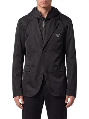 Philipp Plein Single-breasted Blazer With Hood And Peak Lapels - Black