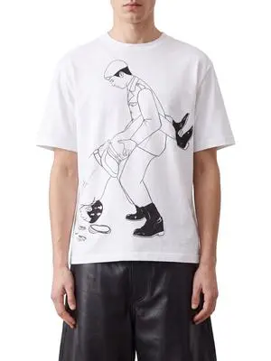 JEAN PAUL GAULTIER Crewneck T-shirt In Cotton With A Contrasting Graphic Print - White