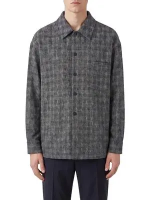 WOOYOUNGMI Tartan Pattern Single-breasted Short Coat In Wool And Silk - Grey