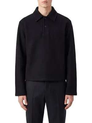 RIER Rier Long-Sleeved Wool Polo Shirt With Two-Button Placket Black