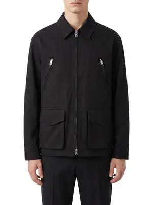 RIER Wool Zip-up Overshirt - Black