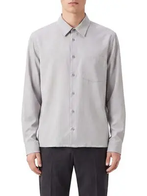 RIER Casual Technical Fabric Shirt With Classic Collar And Patch Pockets - Grey