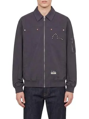 EVISU Graphic Print Cotton And Nylon Bomber Jacket - Black
