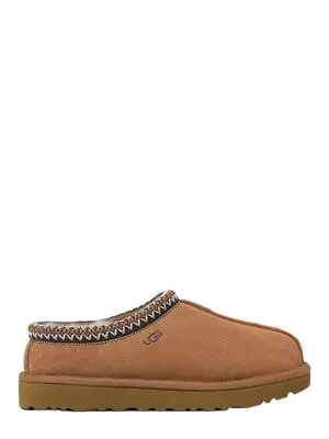 UGG Suede Sheepskin Lined Slip-on Slippers - Brown