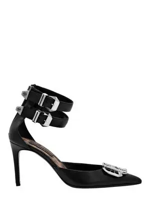 Philipp Plein Heeled Sandals With Buckle Detailing - Black