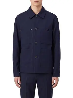 WOOYOUNGMI Single-breasted Short Coat In Pure Wool With Patch Pockets - Black