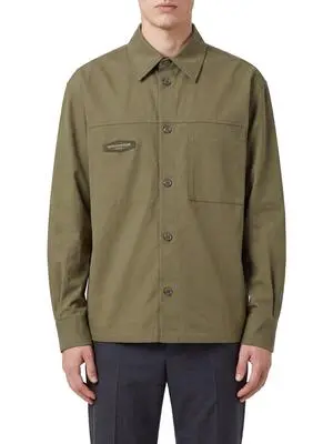 WOOYOUNGMI Long-sleeved Casual Cotton Shirt With Applied Pocket - Green
