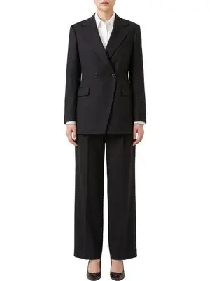 Tagliatore Double-breasted Suit In Viscose Blend With Mid-rise Trousers - Black