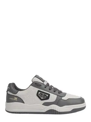 Philipp Plein Philipp Plein Lace-Up Perforated Leather Sneakers Grey