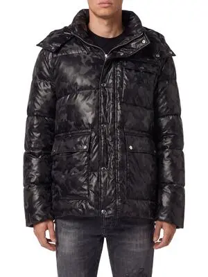 Philipp Plein Camouflage Puffer Jacket With Hood - Black