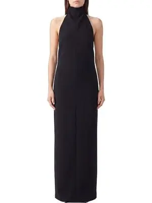 Khaite Maxi Dress With High Neck And Open Back - Black