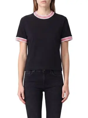 Versace T-shirt With Greek Key Trim - Black