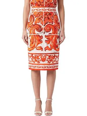 Dolce & Gabbana Printed Midi Skirt - Orange