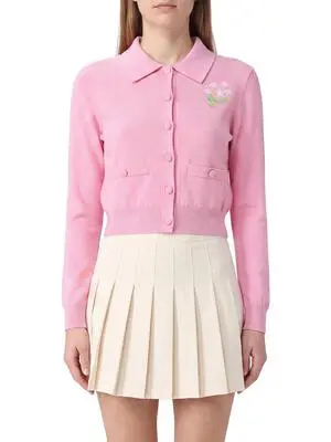 SELF-PORTRAIT Cropped Cardigan With Floral Embellishment - Pink