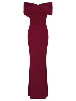 CELESTINE & MAE Primula Bodycon Maxi Dress - Red