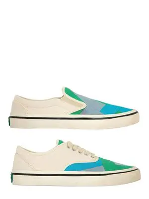 SPRINGA | UNIQUE VULCANIZED SNEAKERS ITALIAN HANDMADE Springa Italian Handmade Sneakers With Asymmetrical Checked Design - White