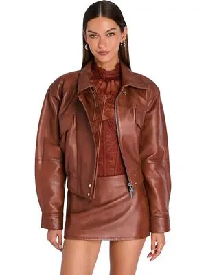 Retrofete Lykke Leather Jacket - Cigar