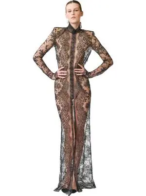 JUOZAS STATKEVICIUS Guipure Lace Column Maxi Dress - Black