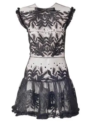 JUOZAS STATKEVICIUS Sleeveless Embroidered Tulle Mini Dress - Black